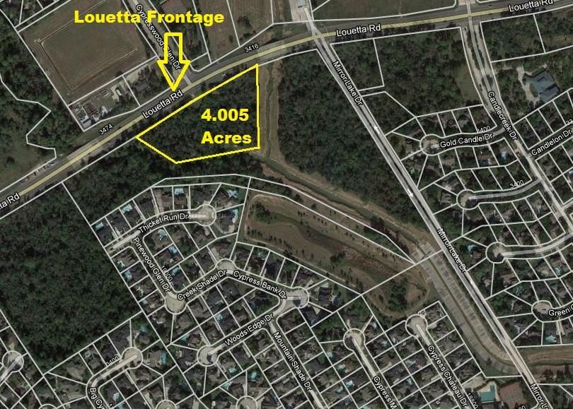 New Price! 4 Acres w/~700 ft of Louetta Frontage